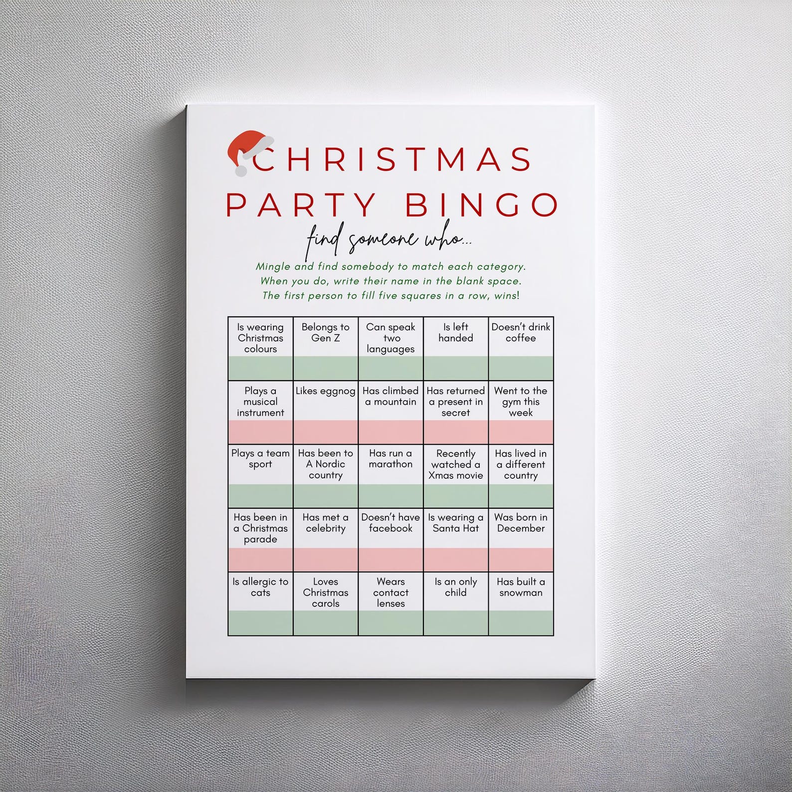 Editable Christmas Party Bingo | Find the Guest Coworker Ice Breaker ...