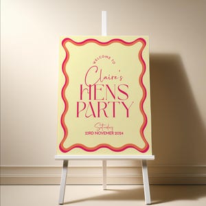 Editable Yellow Hens Party Welcome Sign | Customise for Bridal Showers ...