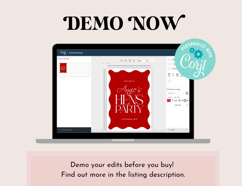 Editable Hens Party Welcome Sign | Red Wavy Border Hen Do Signage | DIY ...