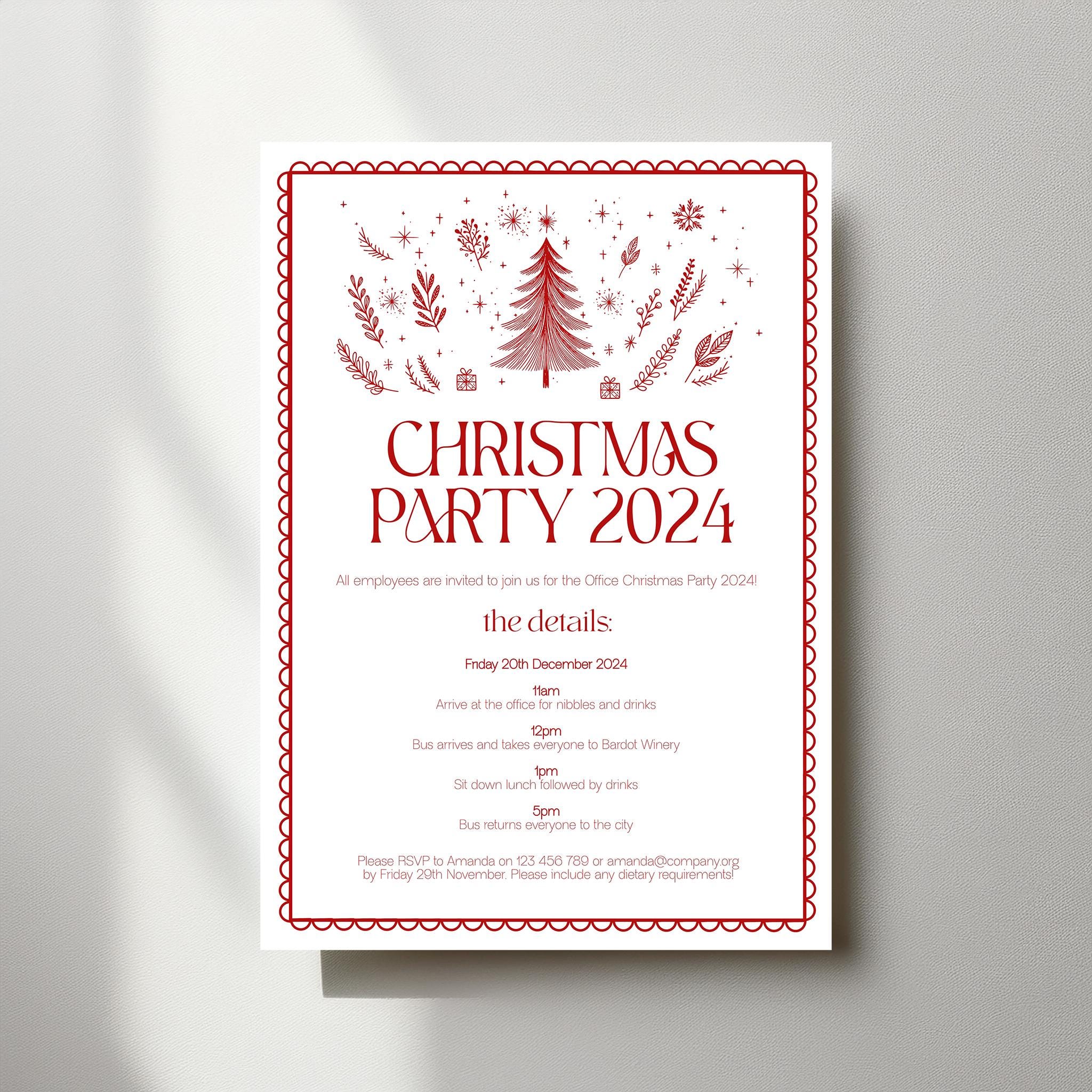 Editable Christmas Party Invitation Flyer With Digital Mobile File ...