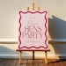 Wavy Hens Party Welcome Sign | Editable Red and Pink Design ...