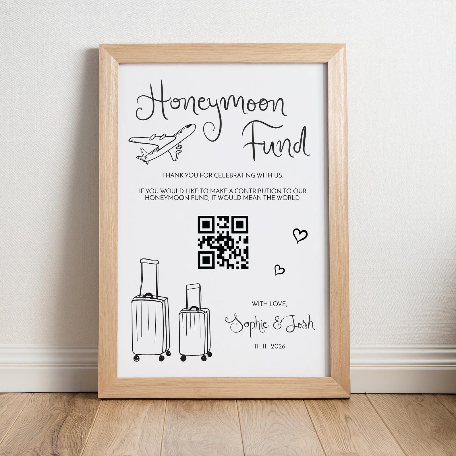 Honeymoon Fund QR Code Wedding Sign | Wishing Well Signage | Venmo ...
