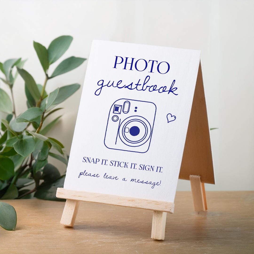 Polaroid Guest Book Sign | Printable Wedding Photo Guestbook Template ...