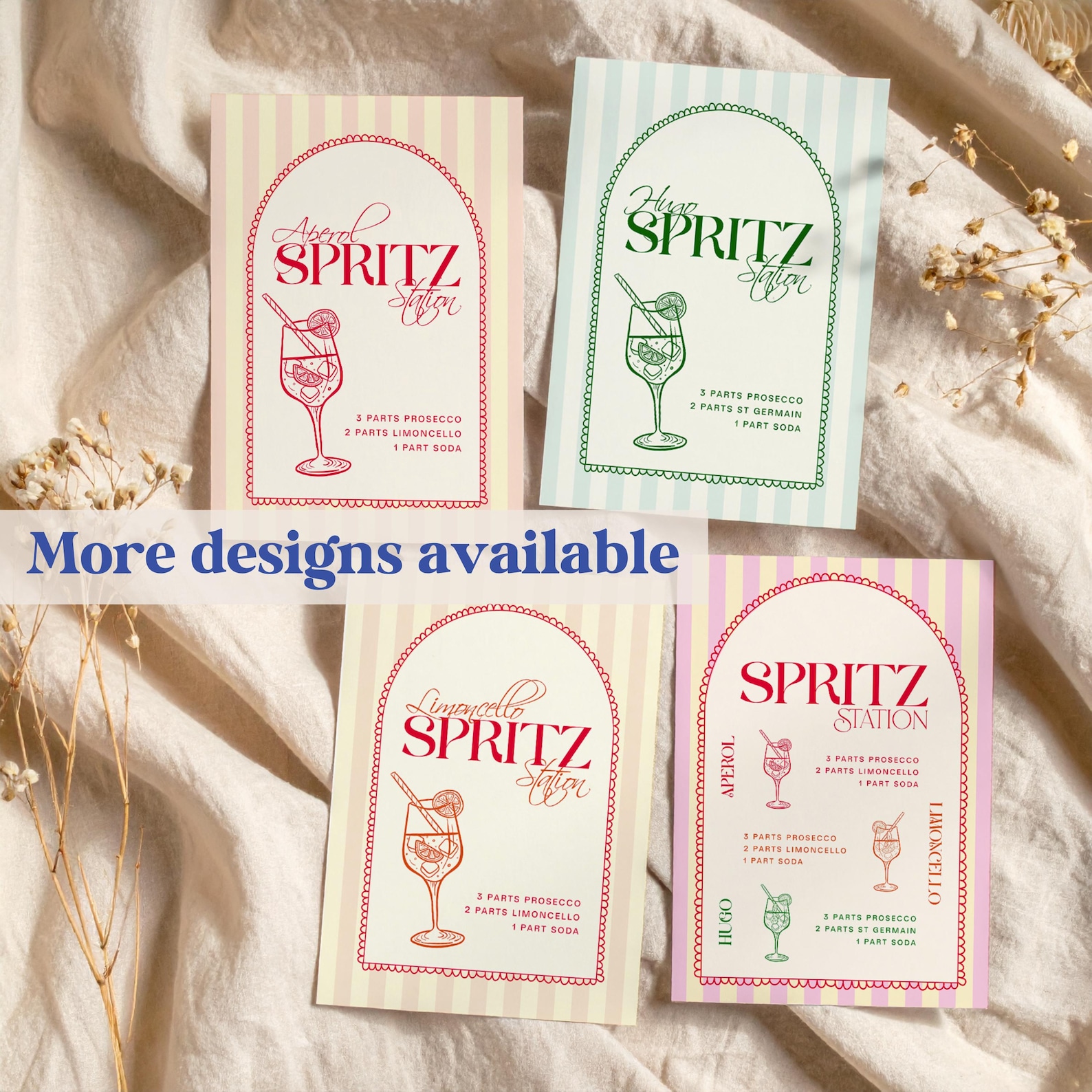 Editable Spritz Station Bar Sign | Aperol Limoncello Hugo Spritz Menu ...