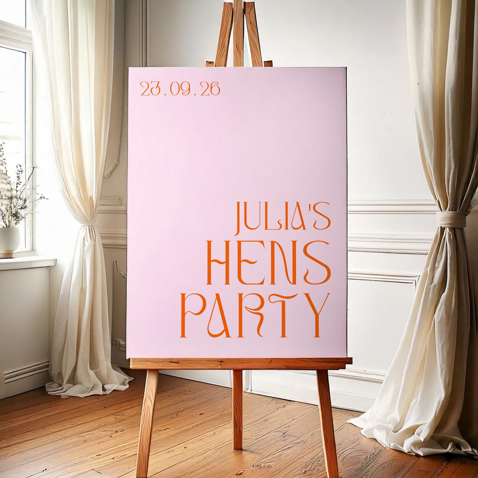 Editable Hens Party Welcome Sign | Modern Minimalist Pink and Orange ...