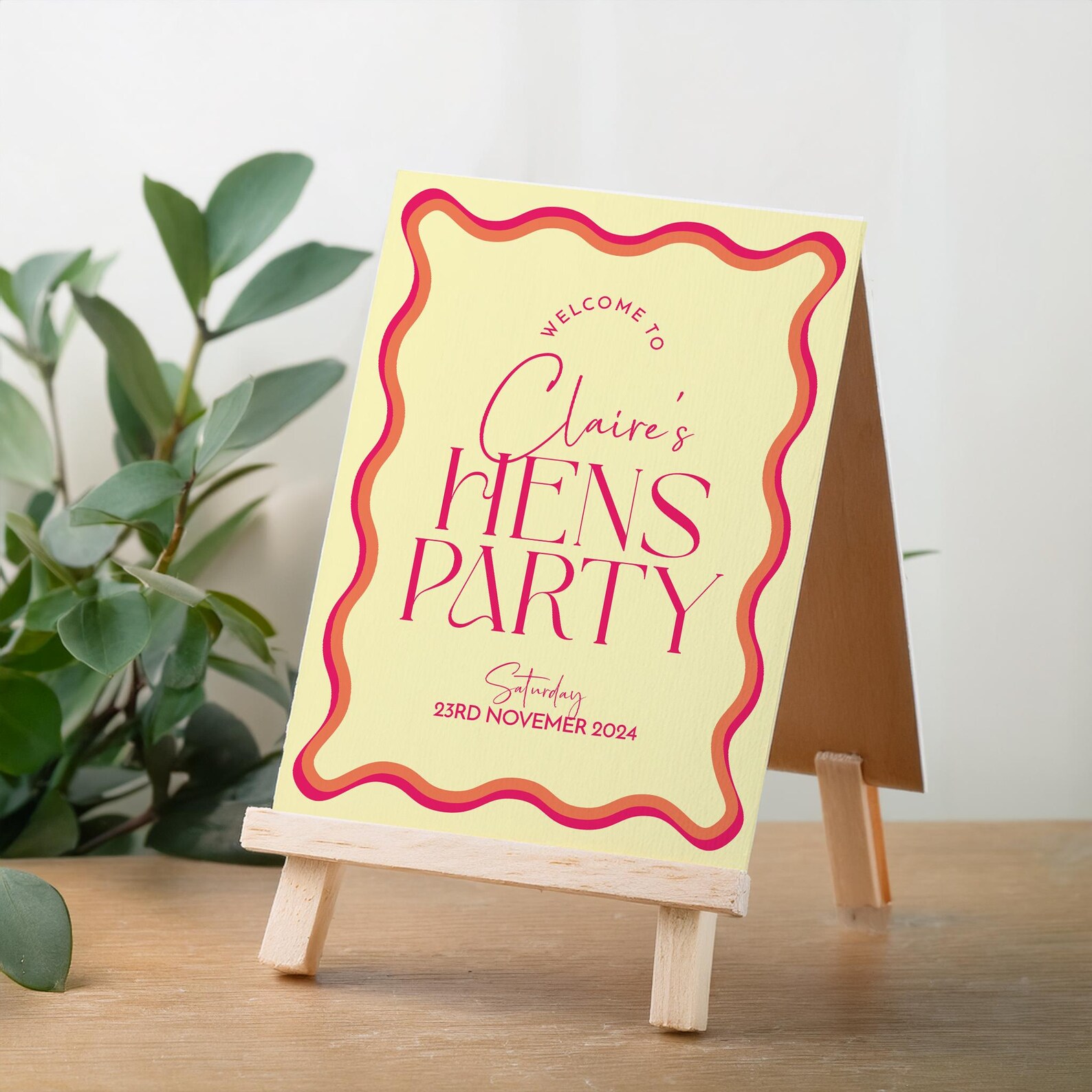 Editable Yellow Hens Party Welcome Sign | Customise for Bridal Showers ...