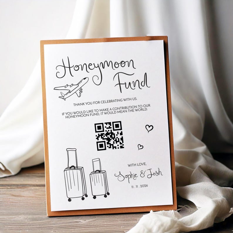 Honeymoon Fund QR Code Wedding Sign | Wishing Well Signage | Venmo ...