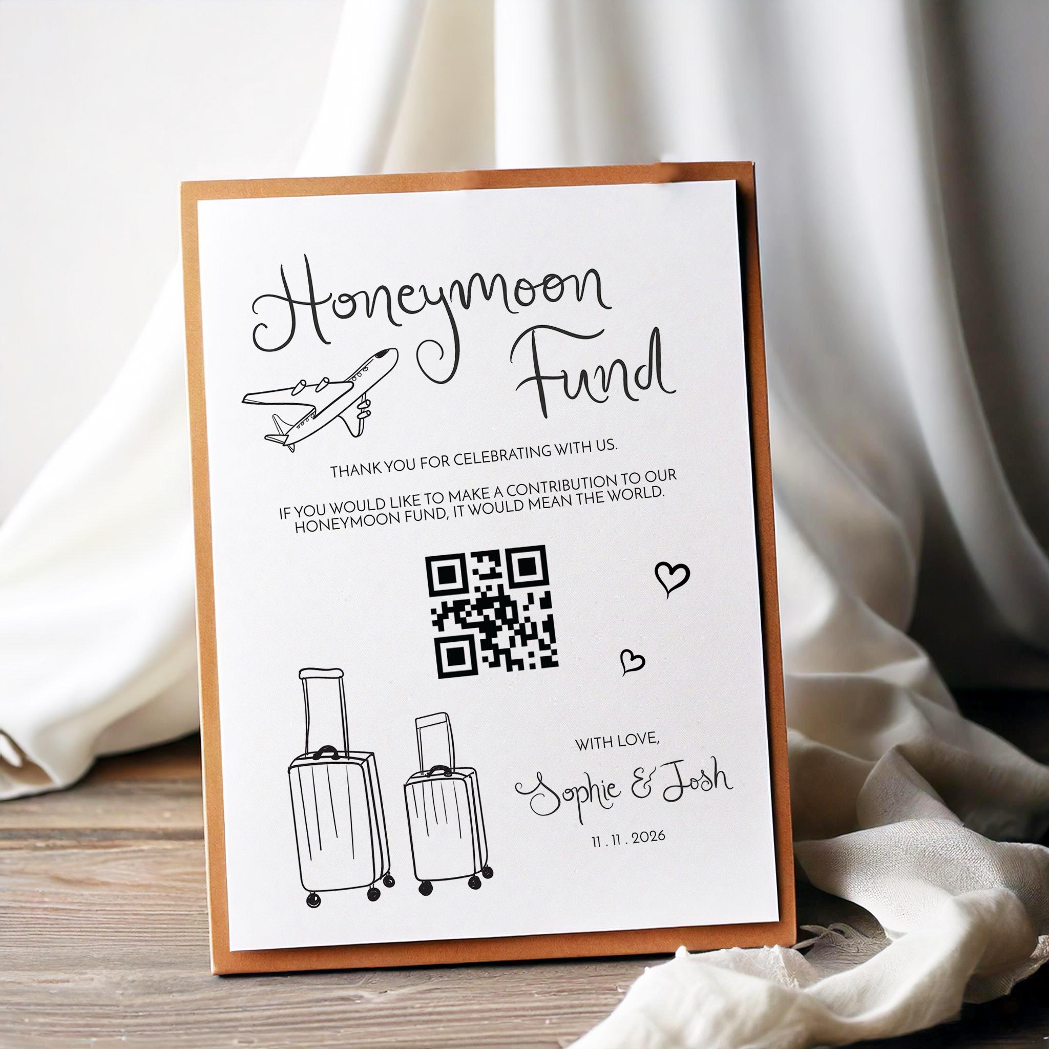 Honeymoon Fund QR Code Wedding Sign | Wishing Well Signage | Venmo ...