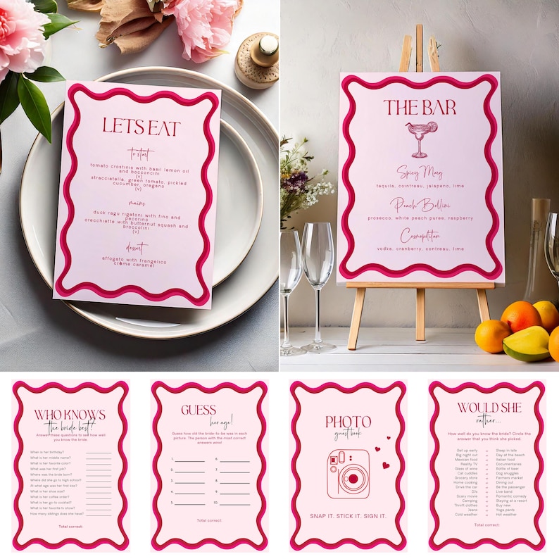 Wavy Hens Party Mega Bundle | DIY Editable Digital Templates | 24 Party ...