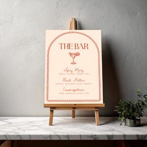 Editable Cocktail Bar Menu | Hand Drawn Orange Arch Border | Signature ...