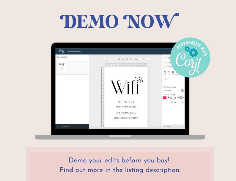 Editable Wifi Password Sign for Businesses and Airbnb | Minimalist ...