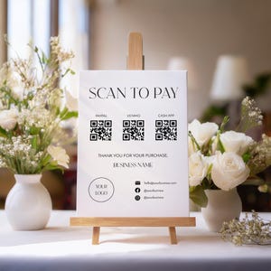 Modern Scan to Pay Sign | Editable Digital Template for Venmo and Cash ...