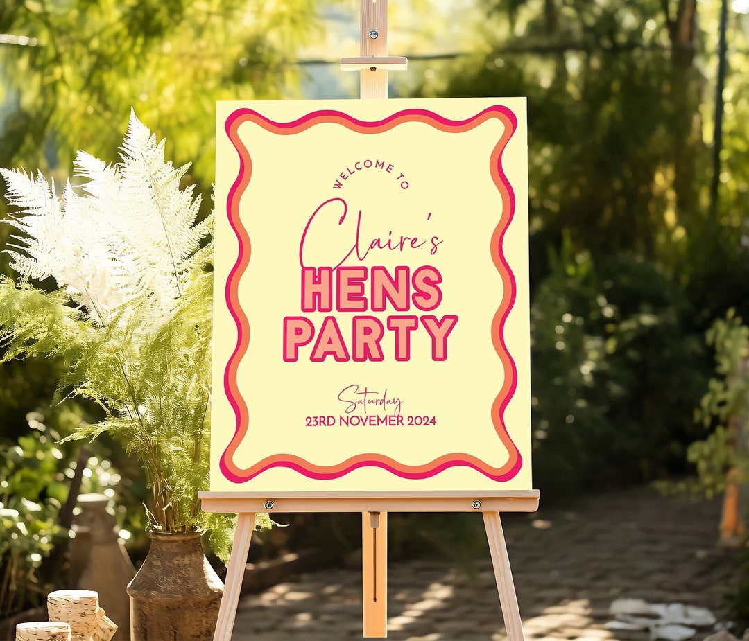 Editable Yellow Hens Party Welcome Sign Customisable Instant Download ...