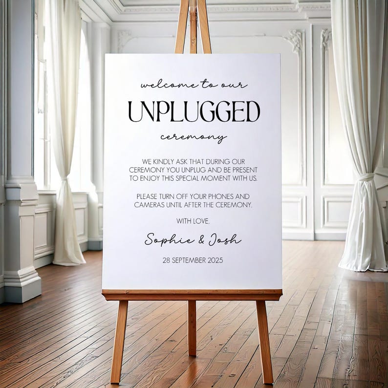 Editable Unplugged Ceremony Wedding Sign | No Phones or Cameras Event ...