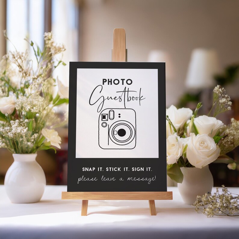 Polaroid Guest Book Sign | Editable Photo Guestbook Sign for Weddings ...