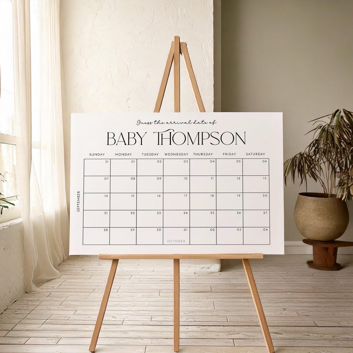 Baby Due Date Calendar Baby Shower Game | Guess the Arrival Date Sign ...