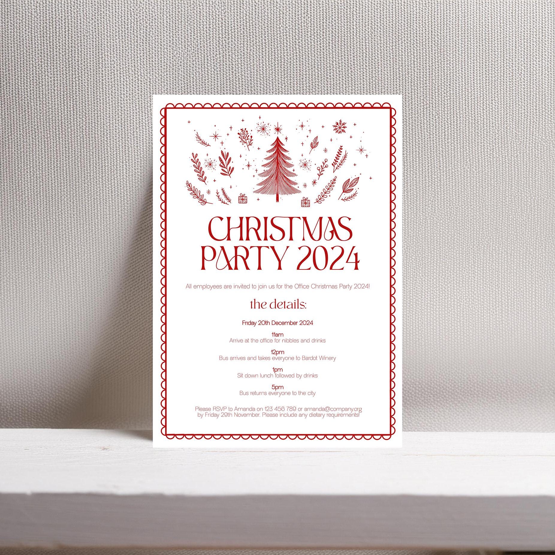 Editable Christmas Party Invitation Flyer With Digital Mobile File ...