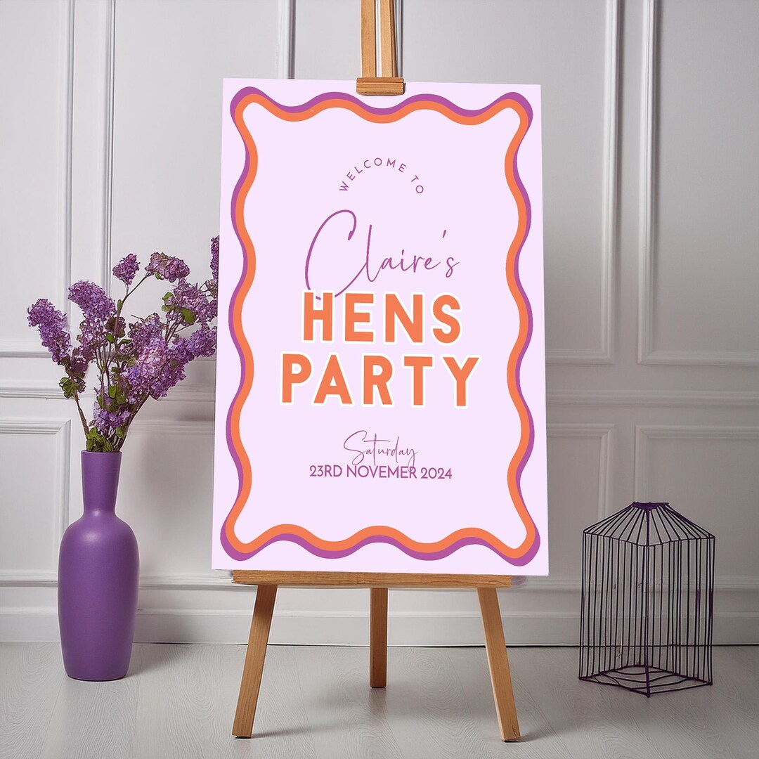 Purple Editable Hens Party Welcome Sign Customisable Instant Download ...