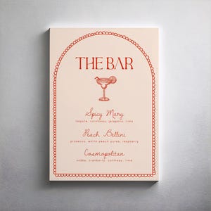 Editable Cocktail Bar Menu | Hand Drawn Orange Arch Border | Signature ...