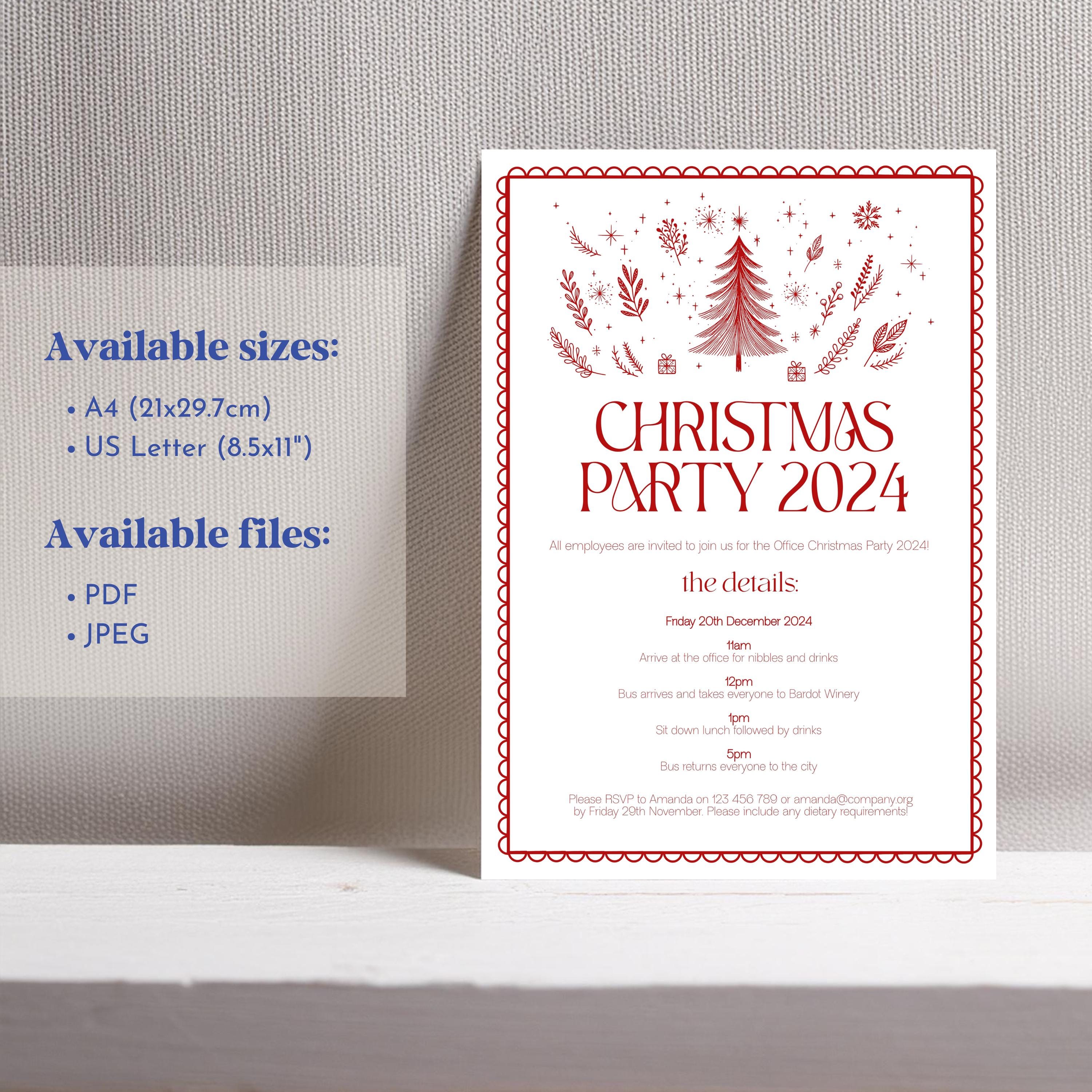Editable Christmas Party Invitation Flyer With Digital Mobile File ...