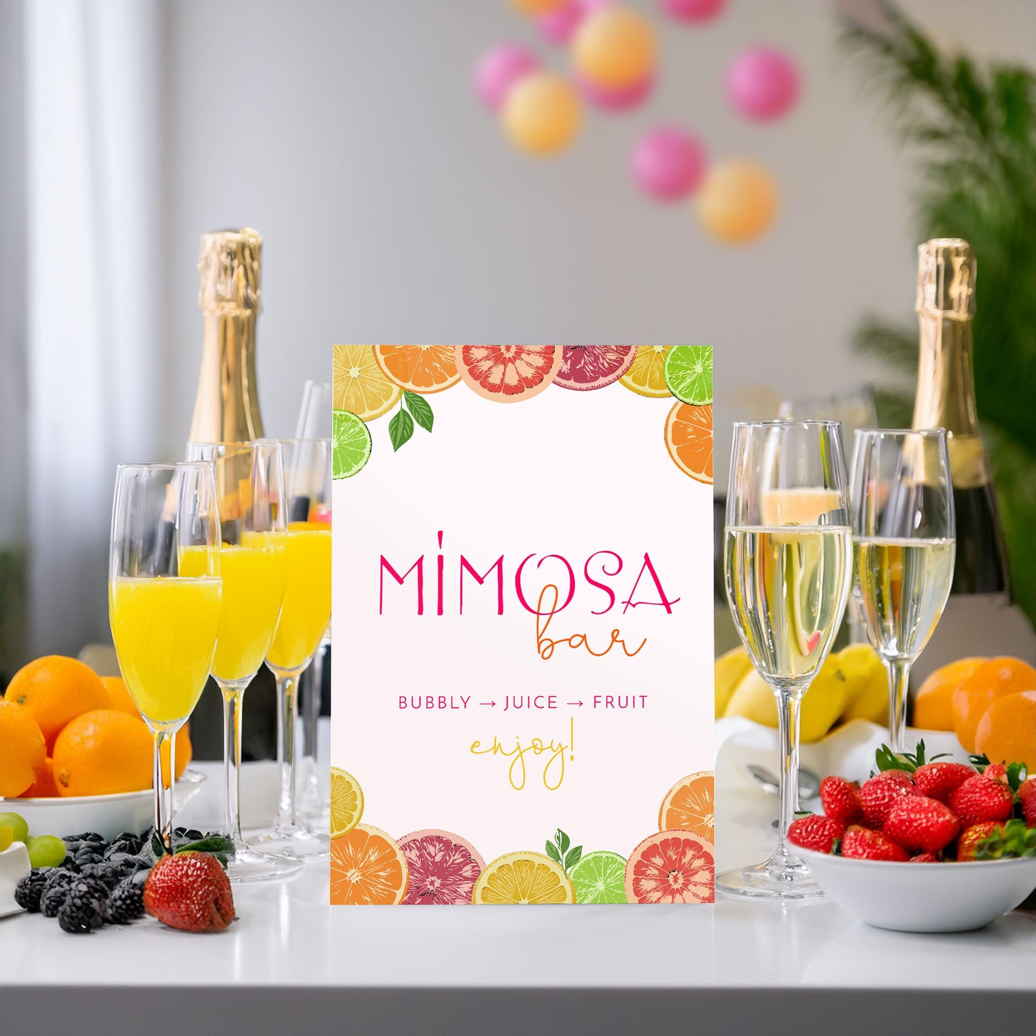 Citrus Mimosa Bar Sign Editable Digital Template She Found Her Main ...