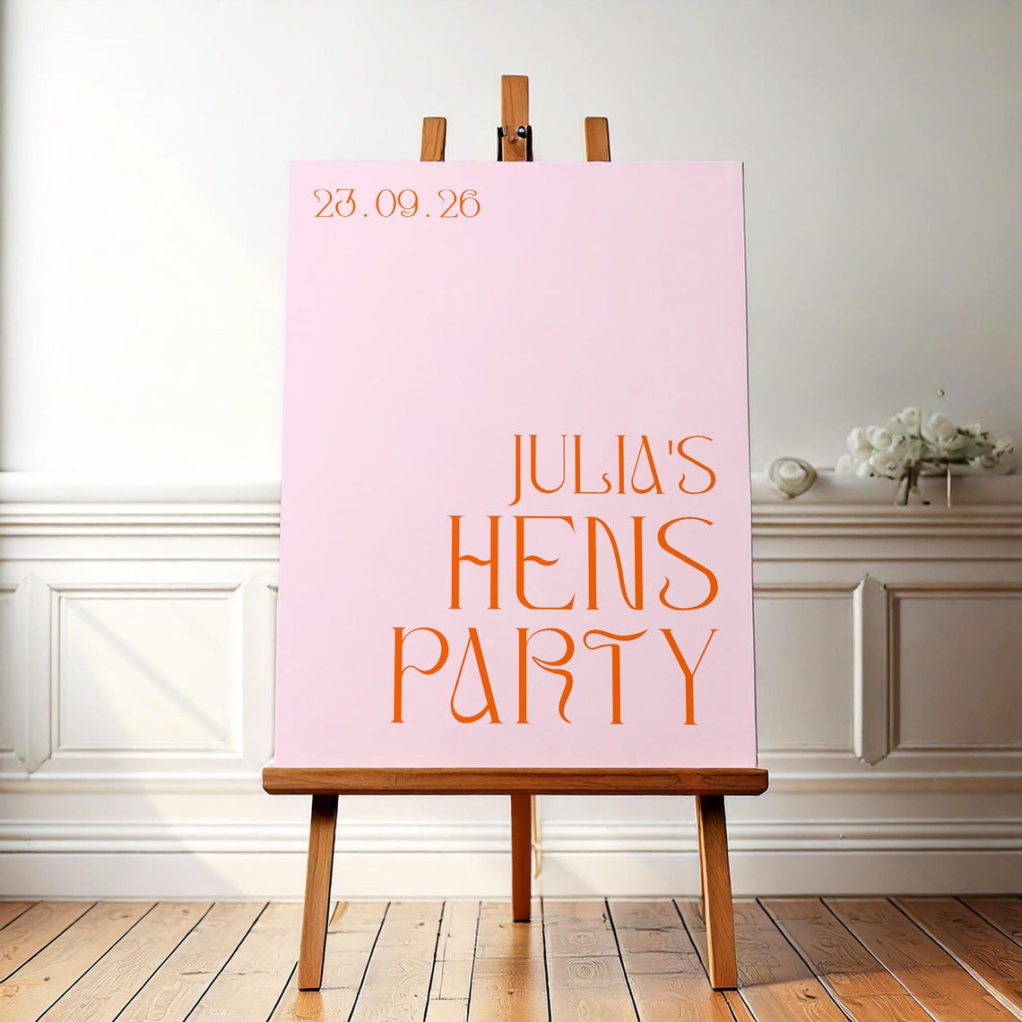 Editable Hens Party Welcome Sign | Modern Minimalist Pink and Orange ...