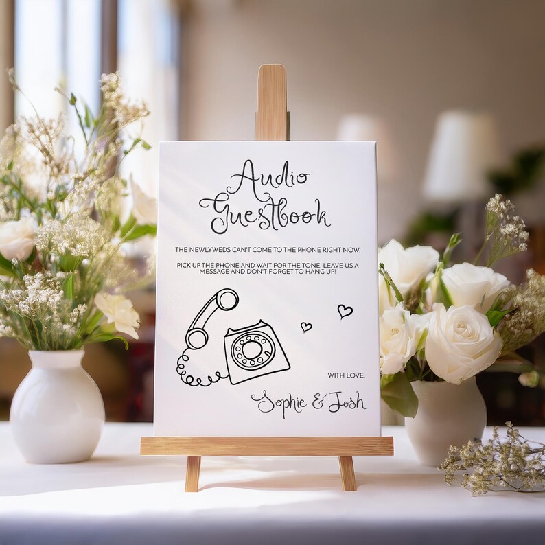 Editable Audio Guestbook Wedding Sign | Leave a Message Signage ...