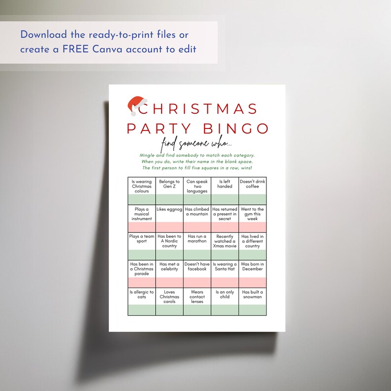 Editable Christmas Party Bingo | Find the Guest Coworker Ice Breaker ...