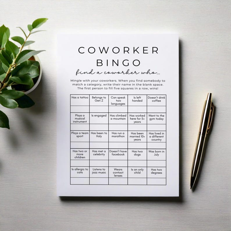 Coworker Bingo Ice Breaker Game for Team Building | Editable Digital ...