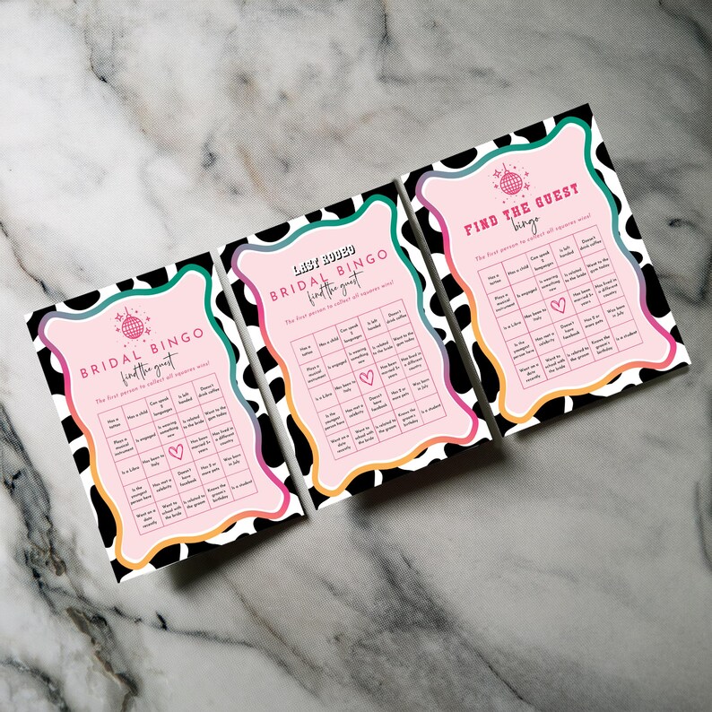 Find the Guest Bridal Bingo Last Rodeo Cow Print Bachelorette ...