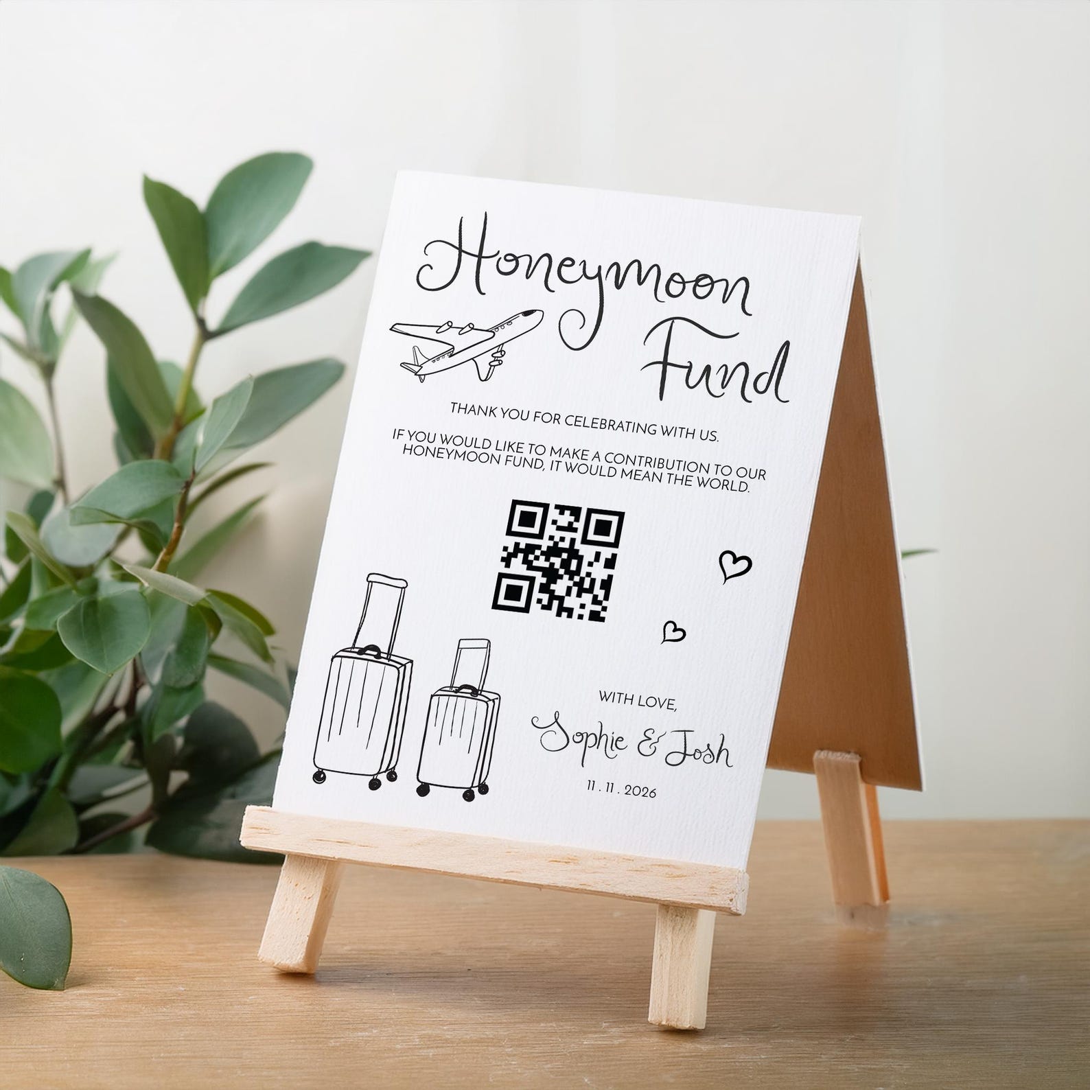 Honeymoon Fund QR Code Wedding Sign | Wishing Well Signage | Venmo ...