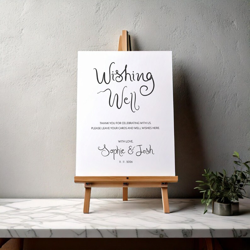Editable Wishing Well Sign for Weddings | Customisable Digital Template ...