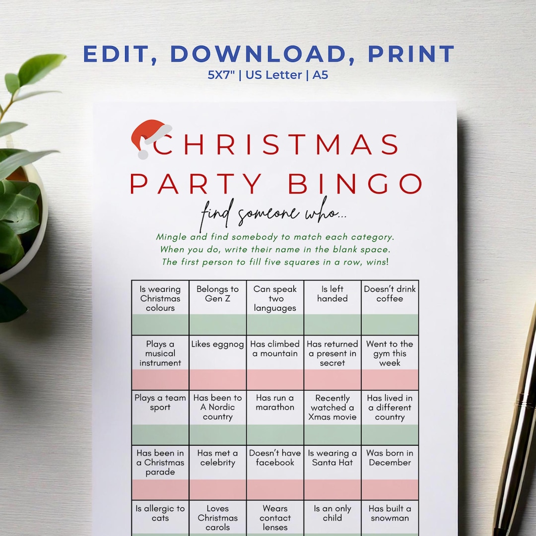 Editable Christmas Party Bingo | Find the Guest Coworker Ice Breaker ...