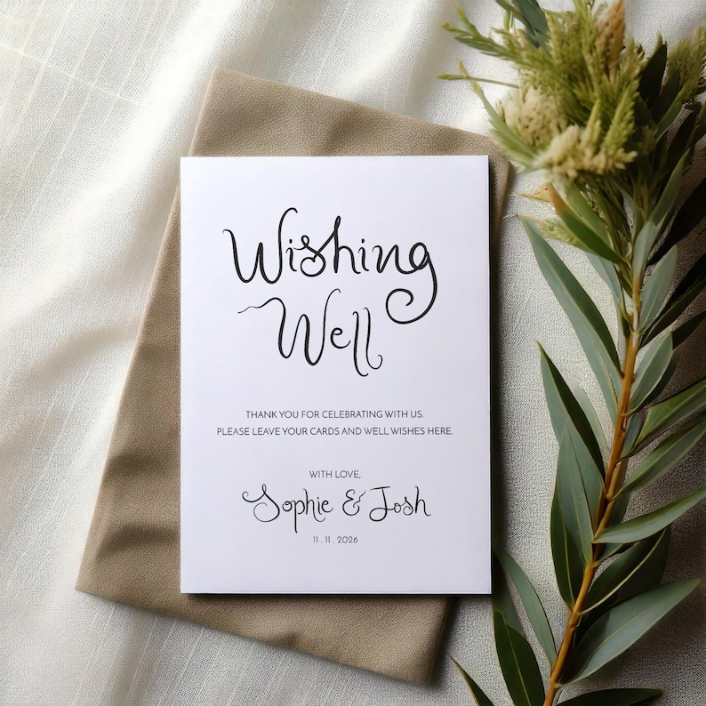 Editable Wishing Well Sign for Weddings | Customisable Digital Template ...