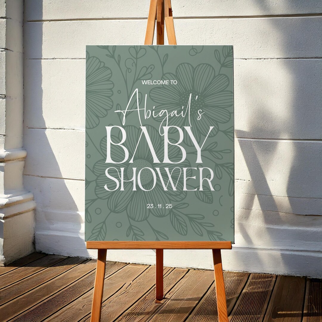 Gender Neutral Baby Shower Welcome Sign | Botanical Green Design ...