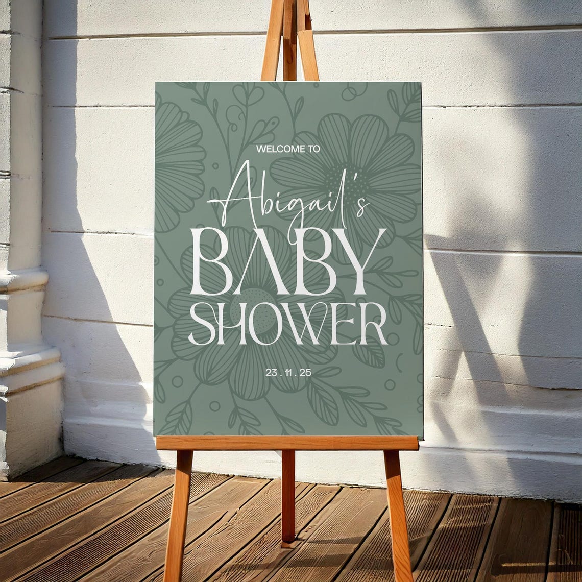 Gender Neutral Baby Shower Welcome Sign | Botanical Green Design ...