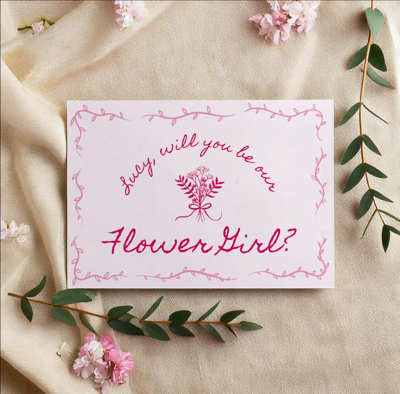 Editable Flower Girl Proposal Card: Pink Printable Bridal Stationary ...