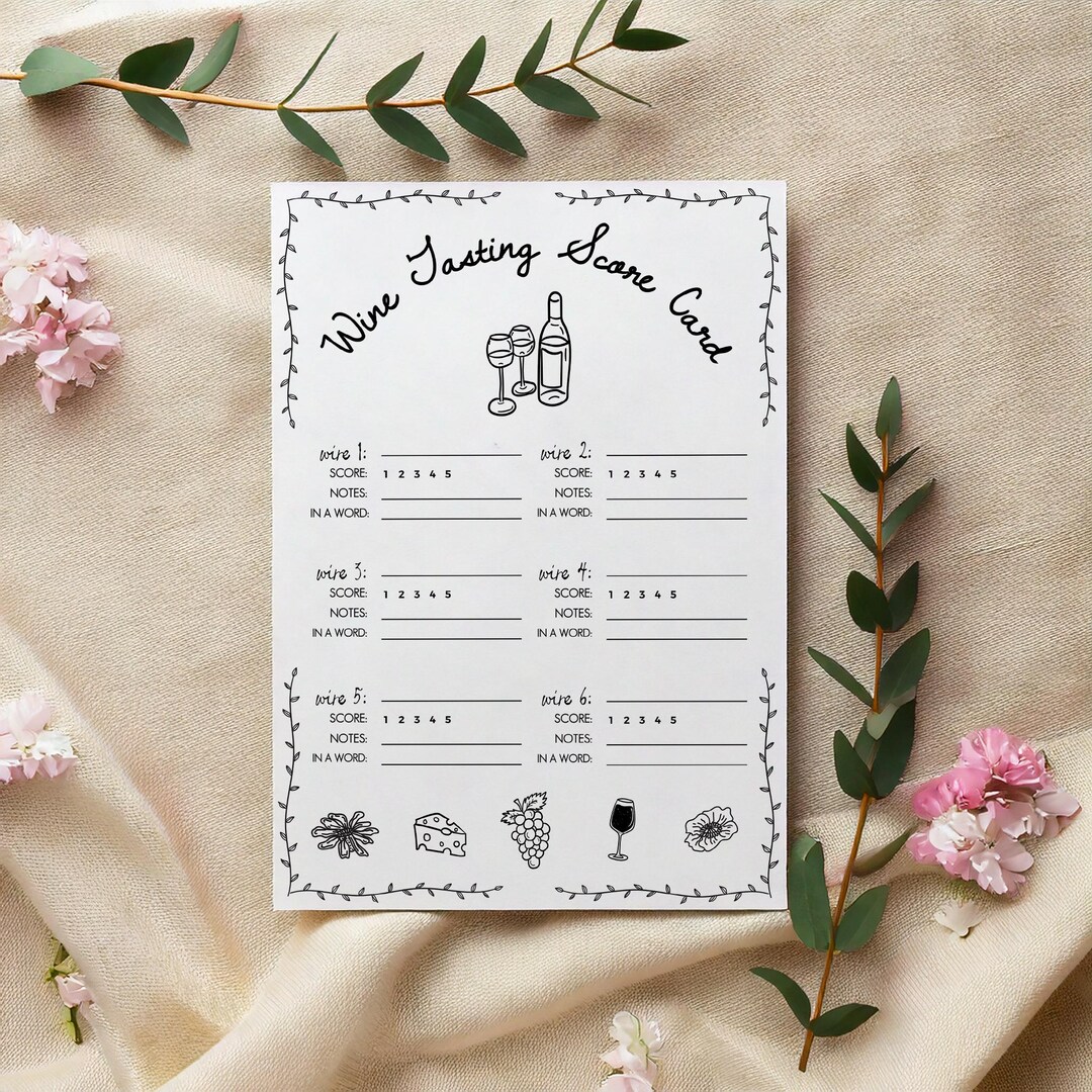 Editable Wine Tasting Score Card: Printable Party Drinking Game ...