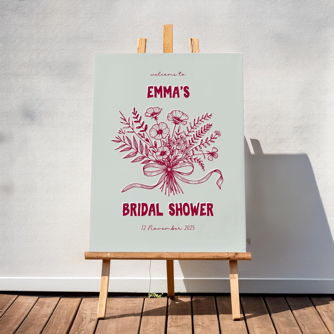Sage Green Wildflower Bridal Shower Sign Editable Floral Welcome ...