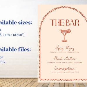 Editable Cocktail Bar Menu | Hand Drawn Orange Arch Border | Signature ...