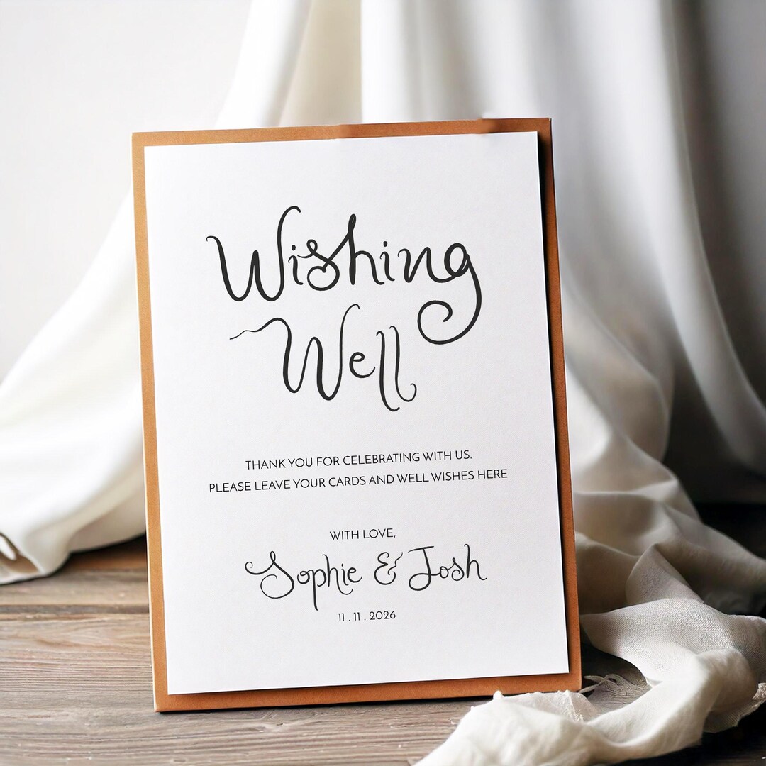 Editable Wishing Well Sign for Weddings | Customisable Digital Template ...