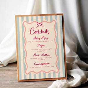 Editable Cocktail Bar Menu Sign | Signature Drinks List | Sage Green ...