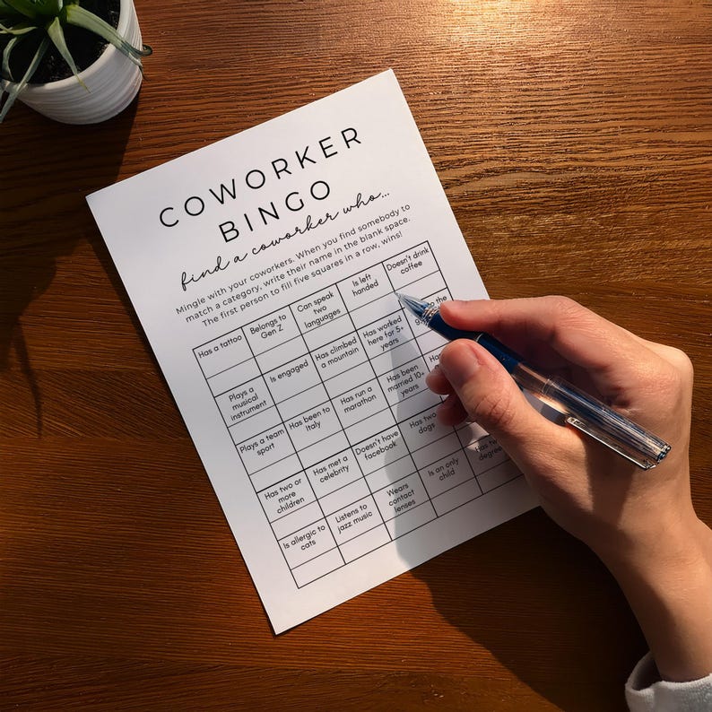 Coworker Bingo Ice Breaker Game for Team Building | Editable Digital ...