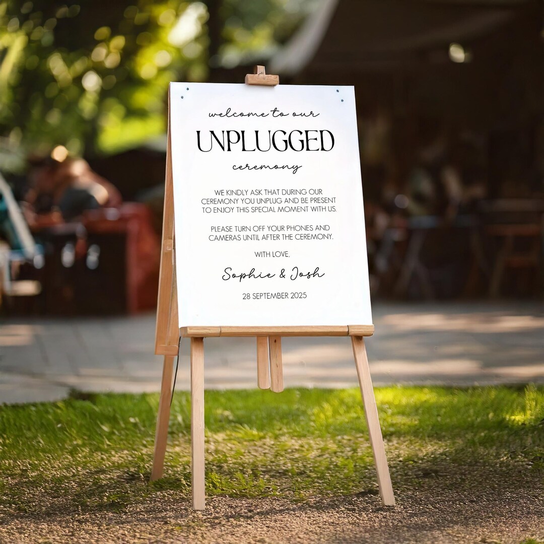 Editable Unplugged Ceremony Wedding Sign | No Phones or Cameras Event ...
