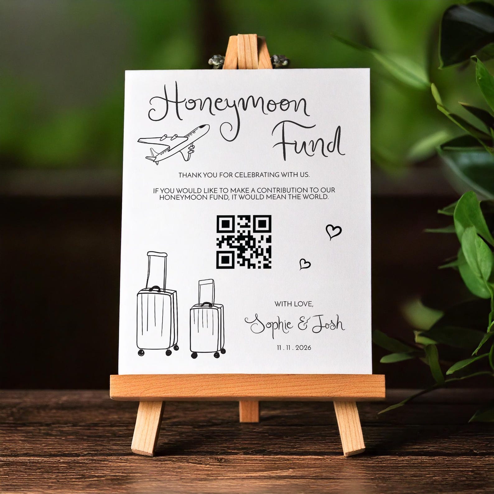 Honeymoon Fund QR Code Wedding Sign | Wishing Well Signage | Venmo ...