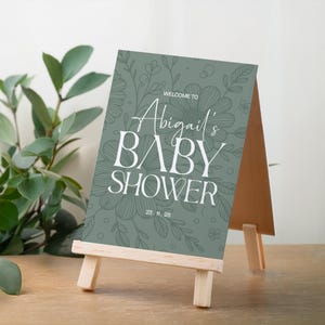 Gender Neutral Baby Shower Welcome Sign | Botanical Green Design ...