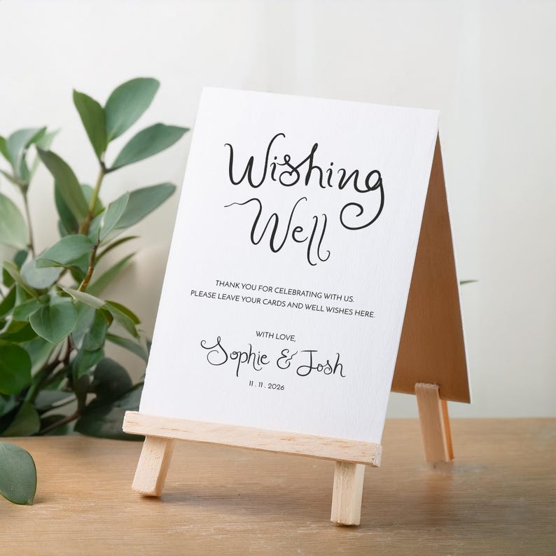 Editable Wishing Well Sign for Weddings | Customisable Digital Template ...