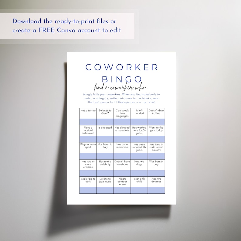 Editable Coworker Bingo | Office Party Team Building Game | Edit ...
