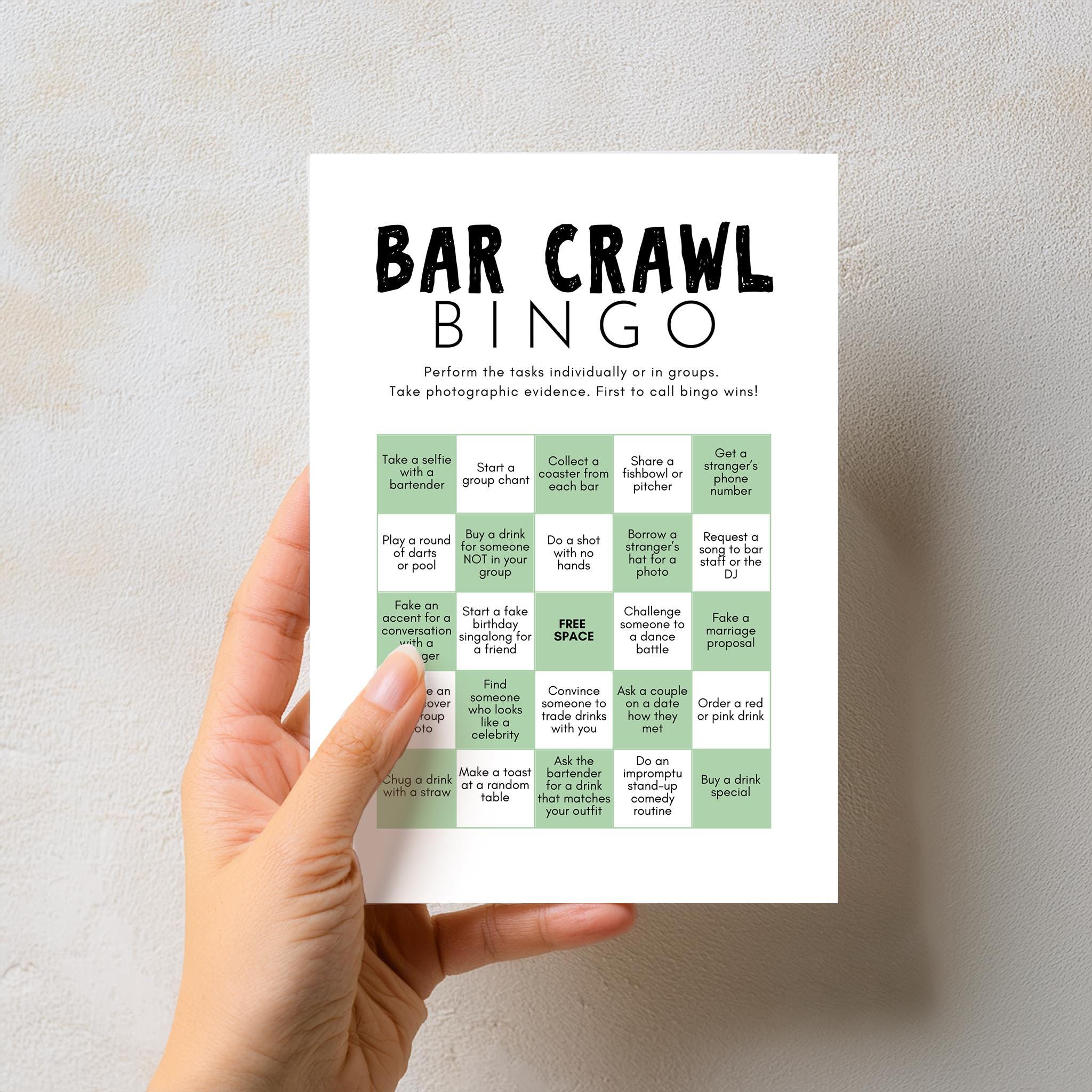 Bar Crawl Bingo Editable Game Card | Printable Adult Birthday Pub Games ...