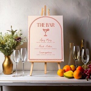 Editable Cocktail Bar Menu | Hand Drawn Orange Arch Border | Signature ...